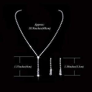 Jewelry | Bride Silver Bridal Necklace Earrings Set Crystal Wedding ...